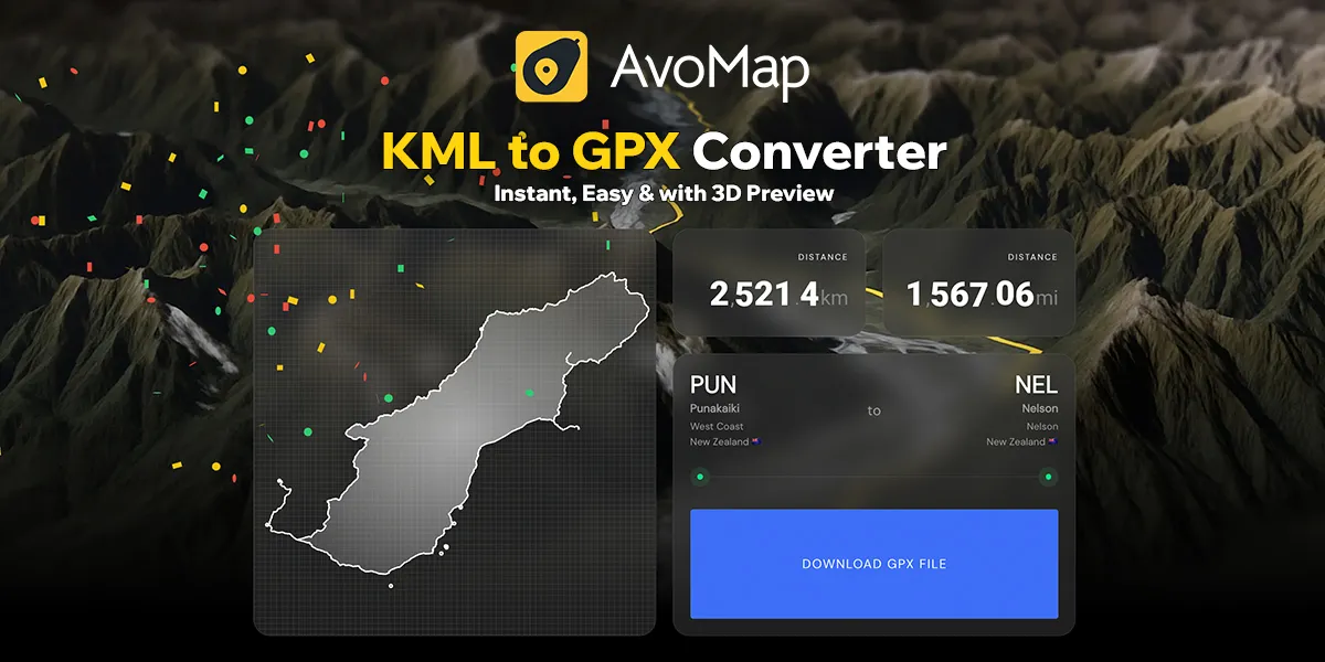 Free KML to GPX Converter with instant 3D Preview | AvoMap